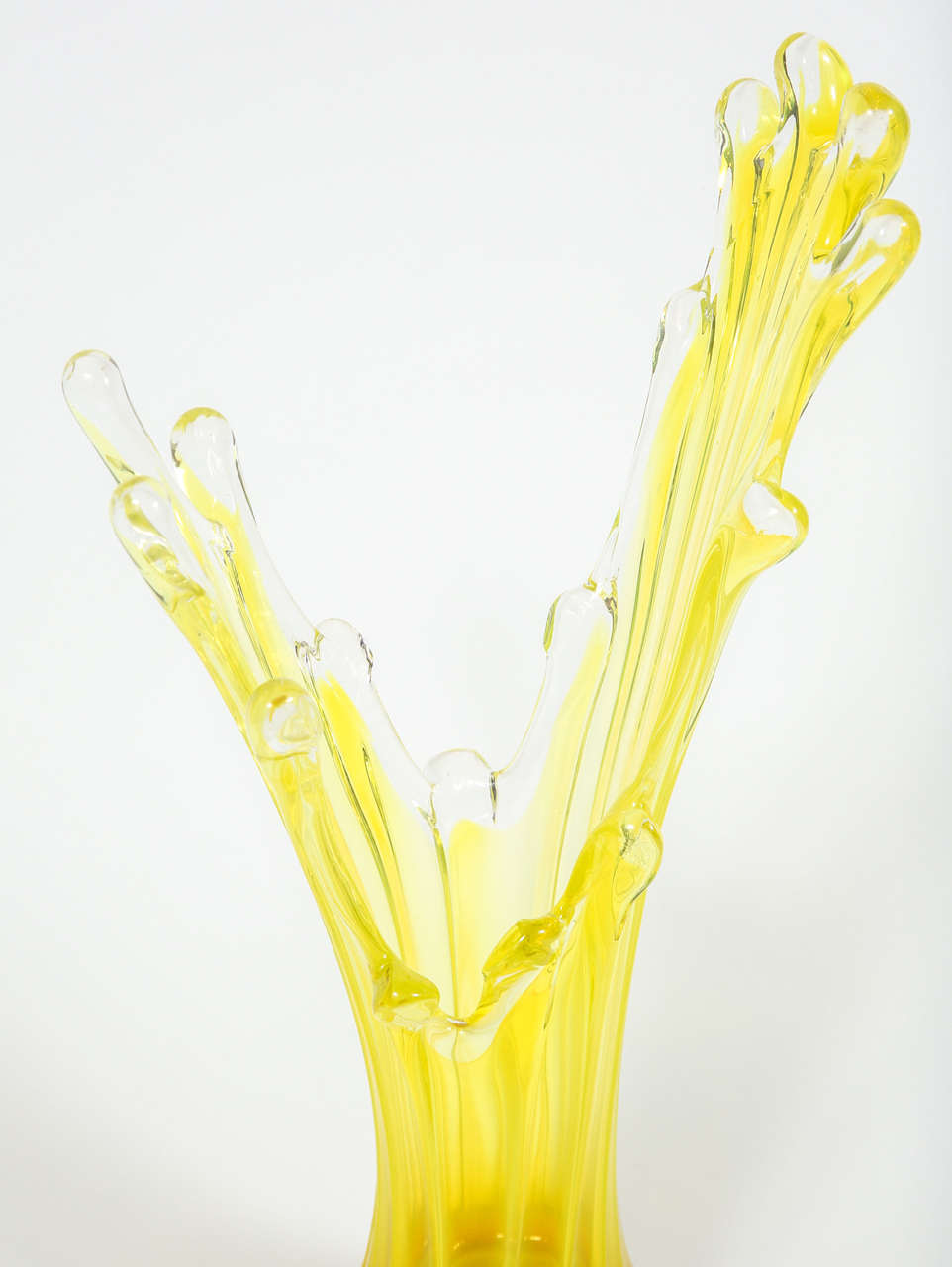 Pair of Vintage Handblown Yellow Art Glass Vases at 1stDibs