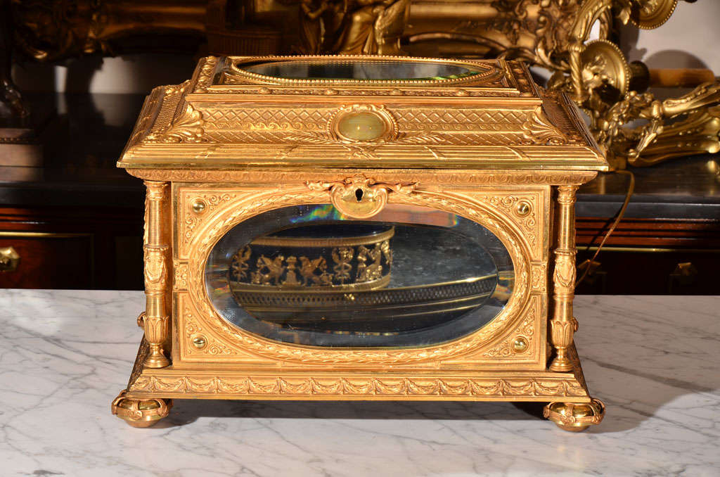 19th c large bronze dore table box For Sale at 1stDibs
