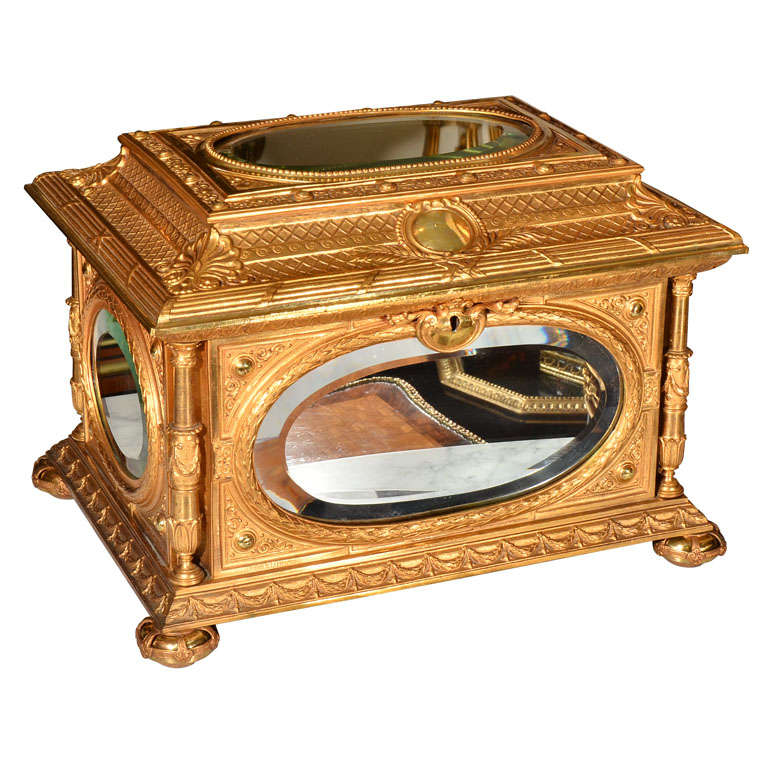 19th c large bronze dore table box For Sale at 1stDibs
