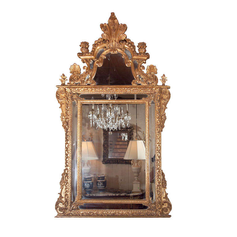 Gilt Paneled Mirror Midcentury For Sale at 1stDibs