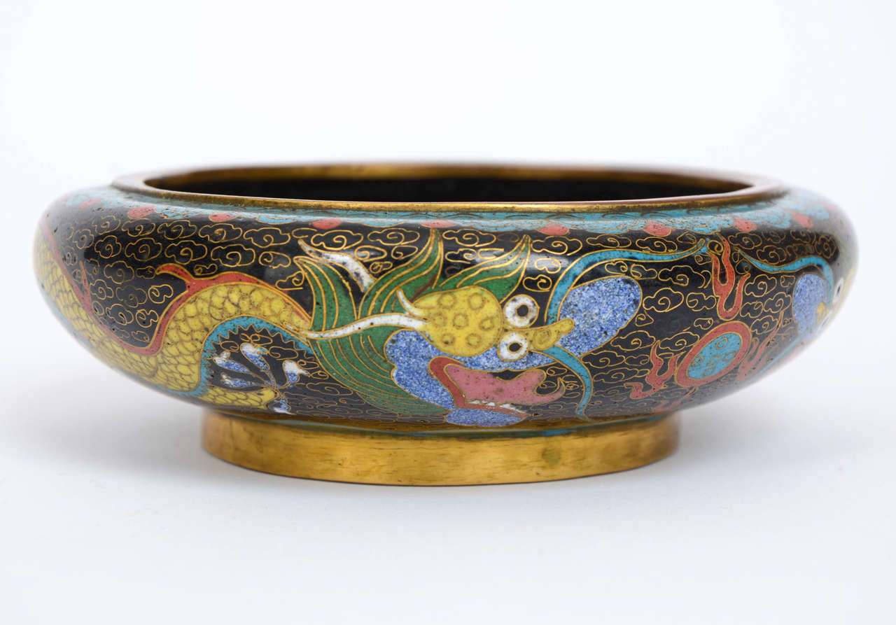 Early19thC, Chinese, CLOlSONNE BOWL, Mythical 5-Claw Dragons chasing ...