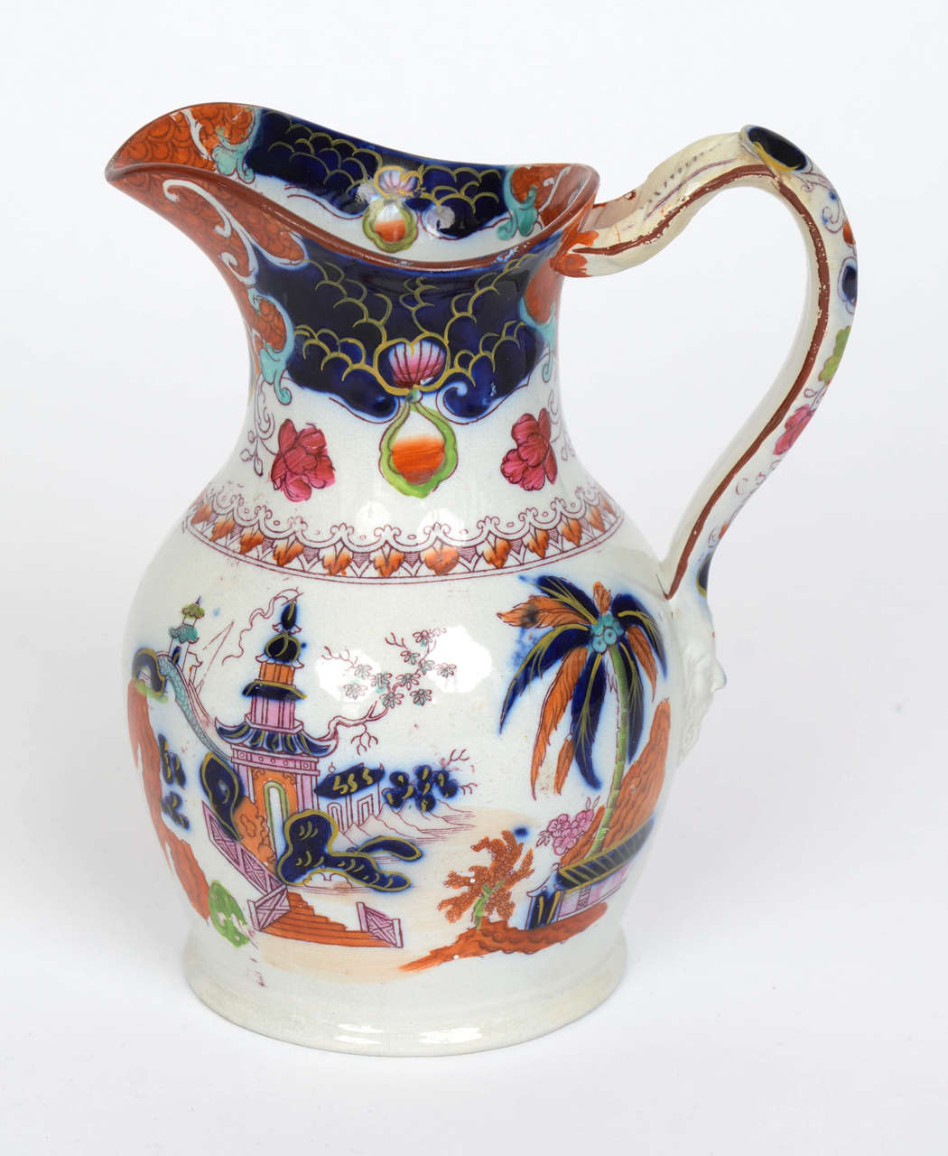 Early 19thC. Staffordshire, Pottery JUG or PITCHER, Mask Head Handle ...