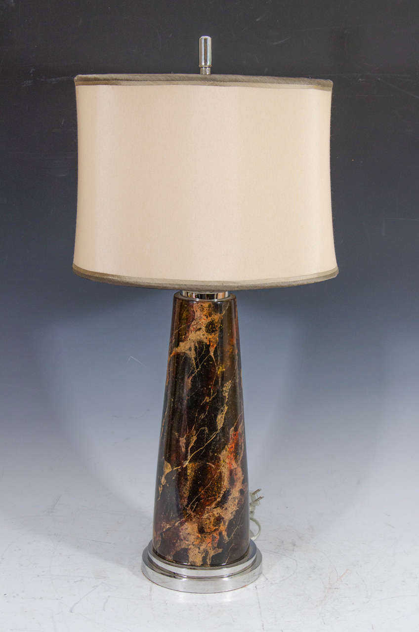 Faux Tortoise Shell Table Lamp With Chrome Base At 1stdibs
