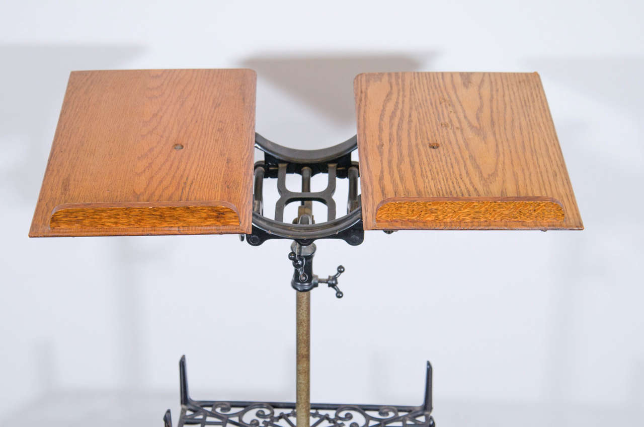 Antique Oak and Iron Dictionary Stand with Adjustable Height at 1stDibs ...
