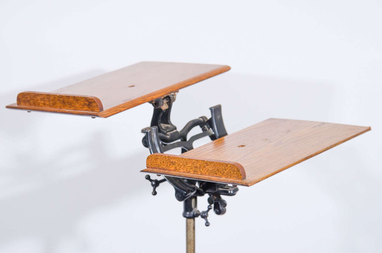 Antique Oak and Iron Dictionary Stand with Adjustable Height at 1stDibs ...