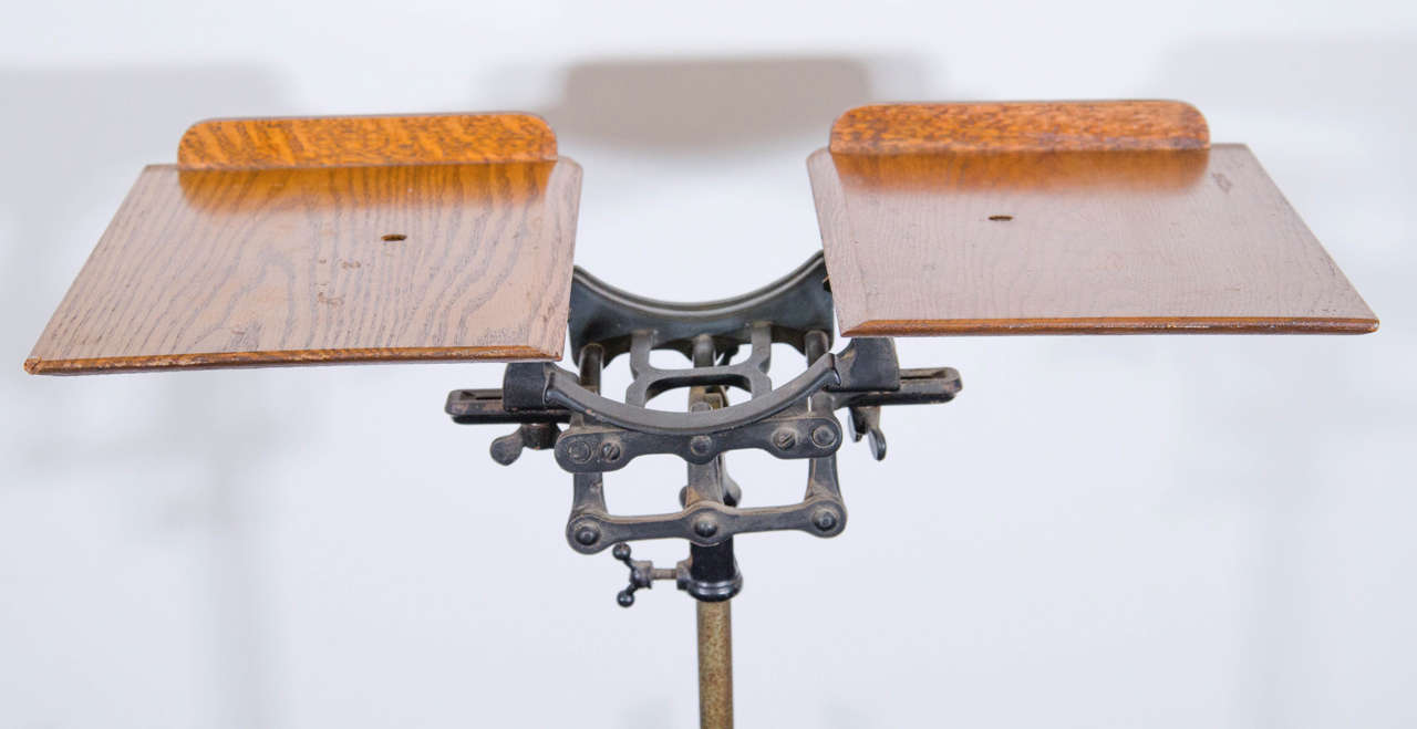 Antique Oak and Iron Dictionary Stand with Adjustable Height at 1stDibs ...
