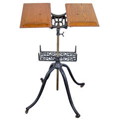Antique Oak and Iron Dictionary Stand with Adjustable Height at 1stDibs ...