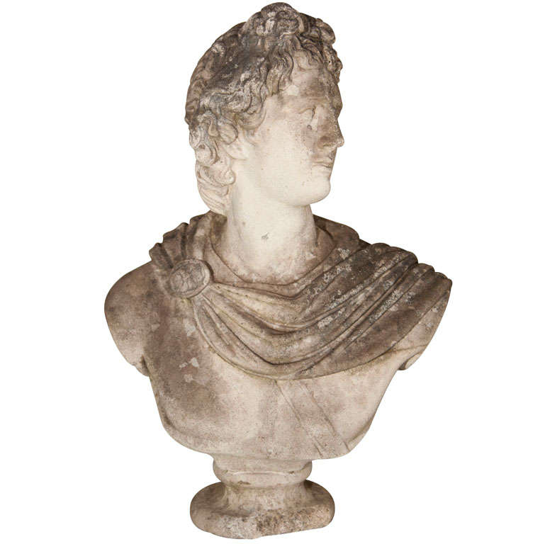 Fine Cast Stone Bust of Apollo Belvedere at 1stDibs