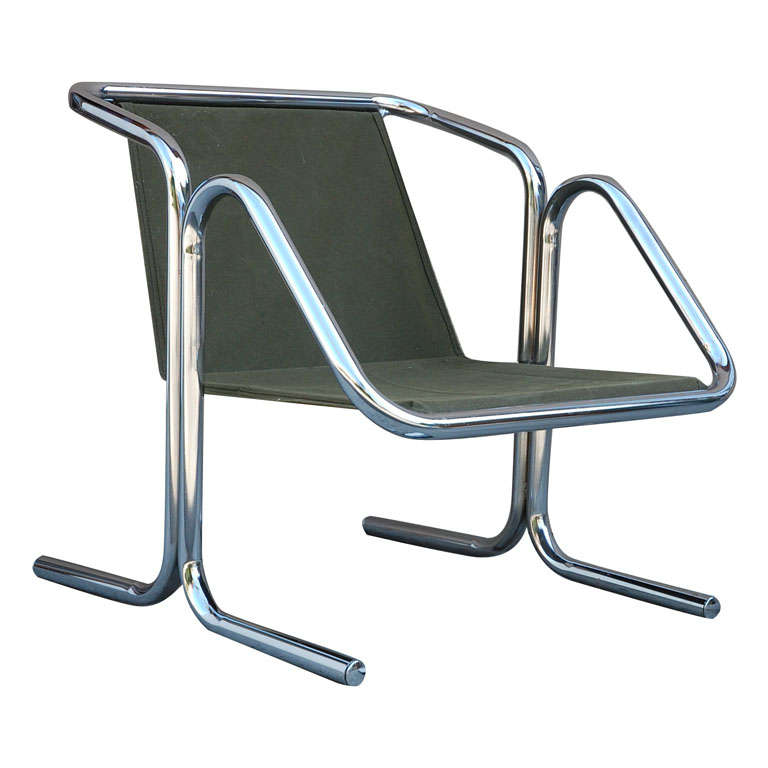 Vintage Jerry Johnson Chrome Sling Chair at 1stDibs