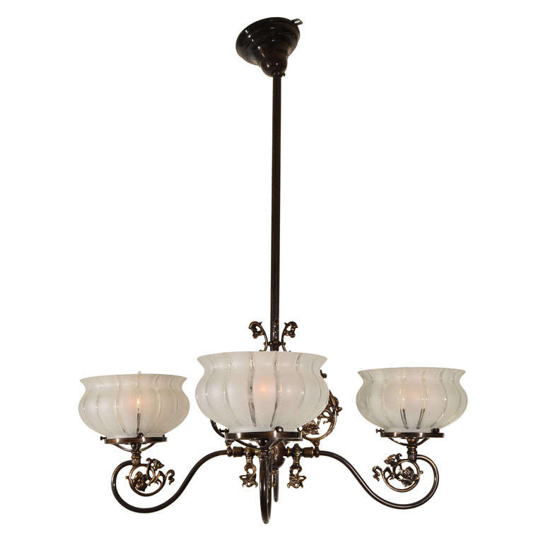 Four Light, originally gas, Victorian Light Fixture at 1stDibs