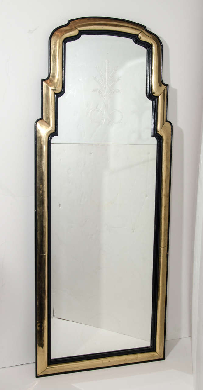 Pair of Antique French Art Deco Gilt Bronze and Ebony Mirrors at 1stDibs