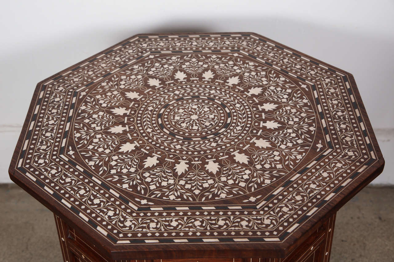 Anglo Indian folding Rosewood Ivory Inlaid Octagonal Side Table. at ...