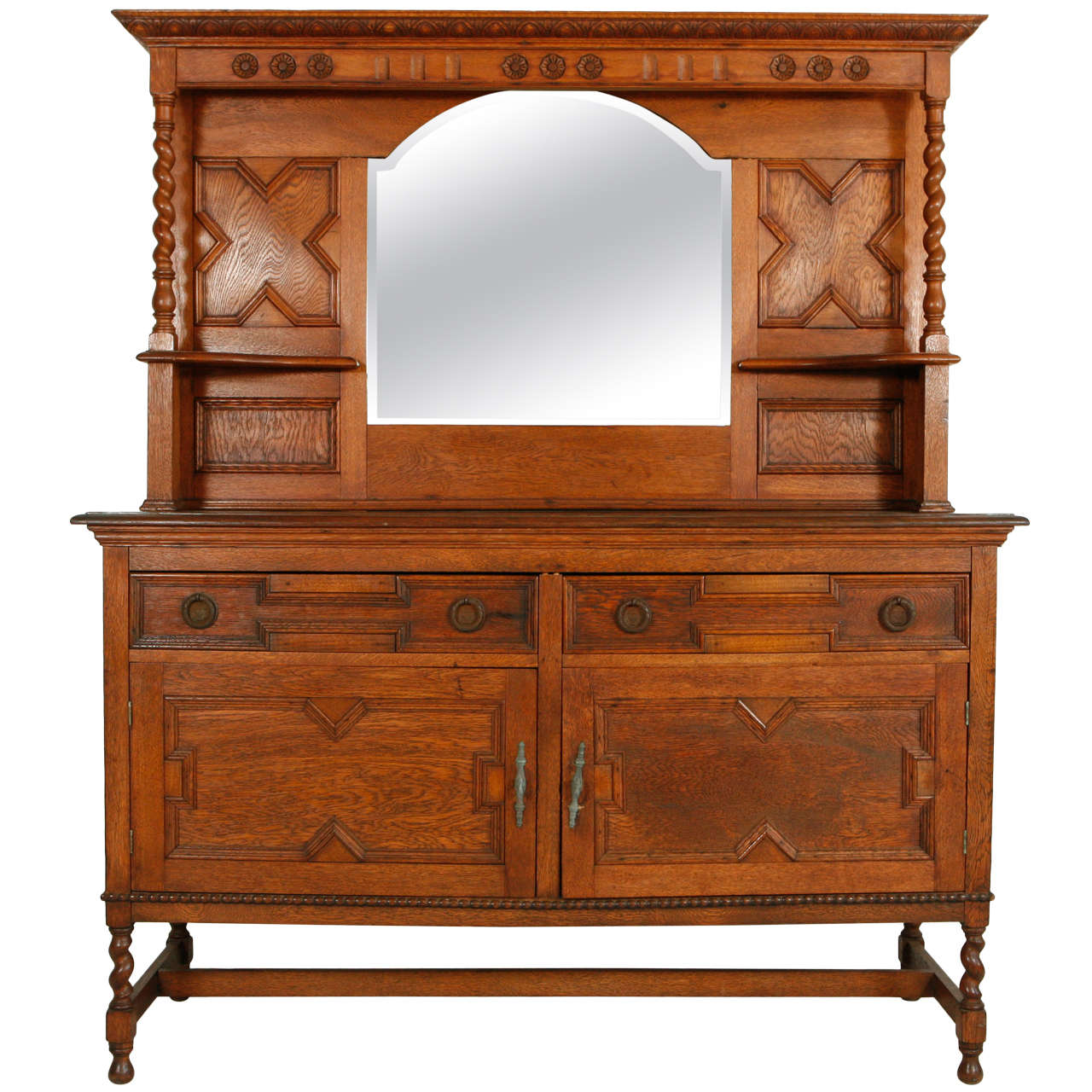 Baroque Style Mirrored Oak Cupboard / Sideboard at 1stDibs