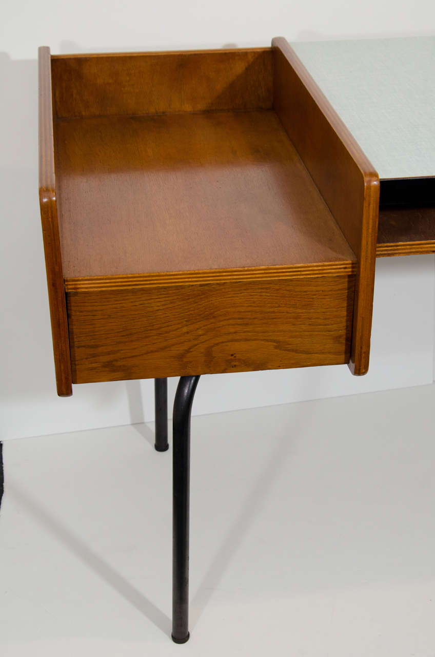 Wood, Metal and Formica Desk at 1stDibs