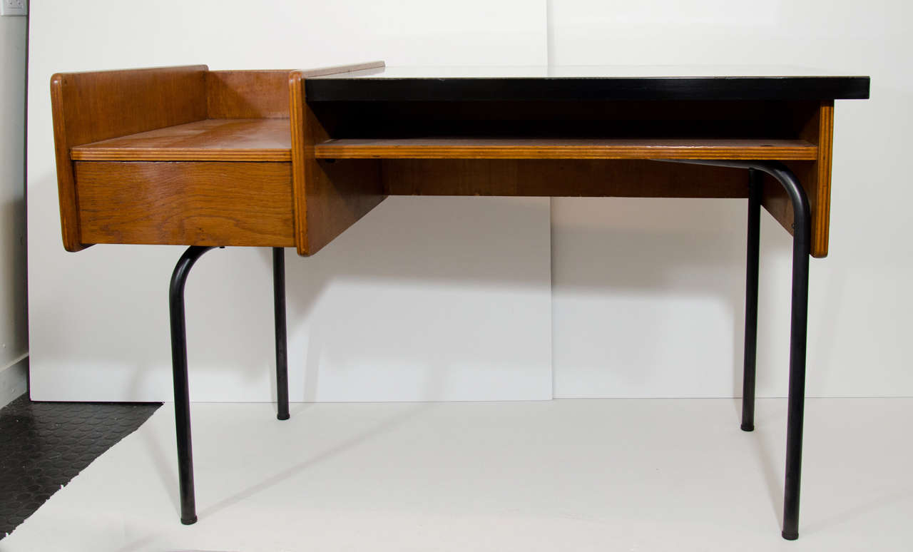 Wood, Metal and Formica Desk at 1stDibs