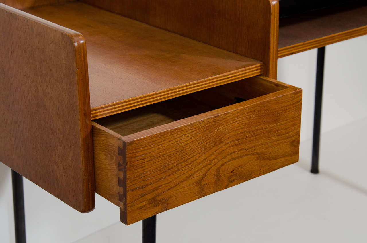 Wood, Metal and Formica Desk at 1stDibs