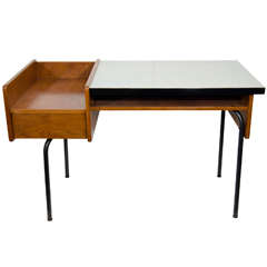 Wood, Metal and Formica Desk at 1stDibs