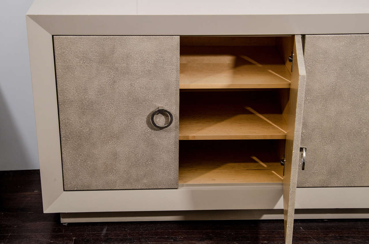 Custom Lacquered Sideboard with Faux Shagreen Doors For Sale at 1stDibs