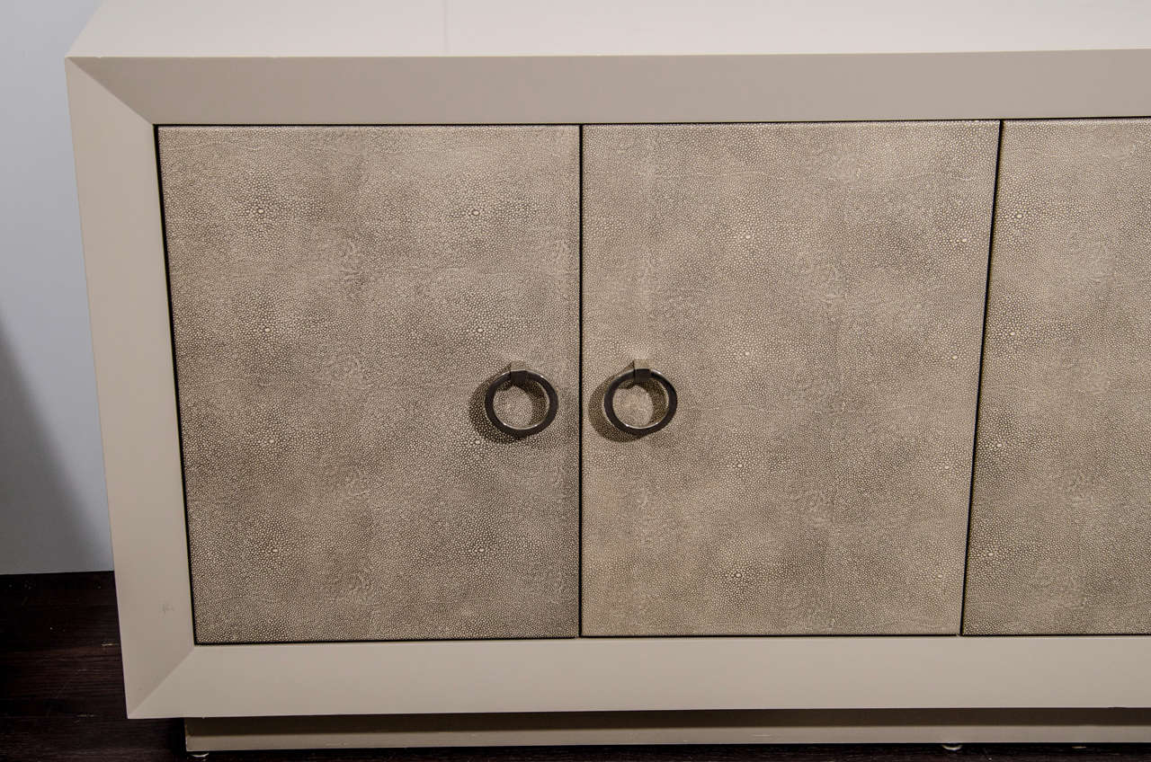 Custom Lacquered Sideboard with Faux Shagreen Doors For Sale at 1stDibs