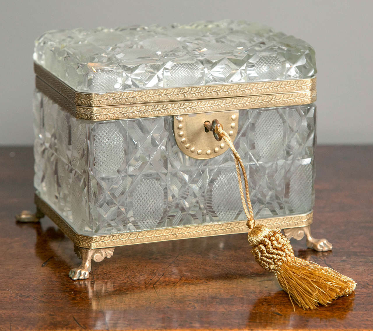 Large Antique Cut Crystal Box at 1stDibs