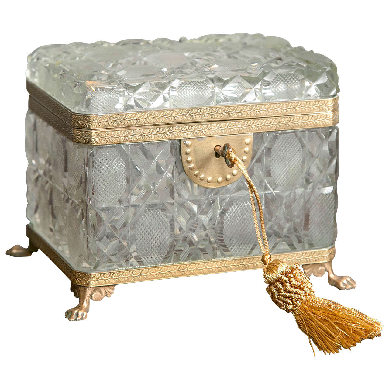 Large Antique Cut Crystal Box at 1stDibs