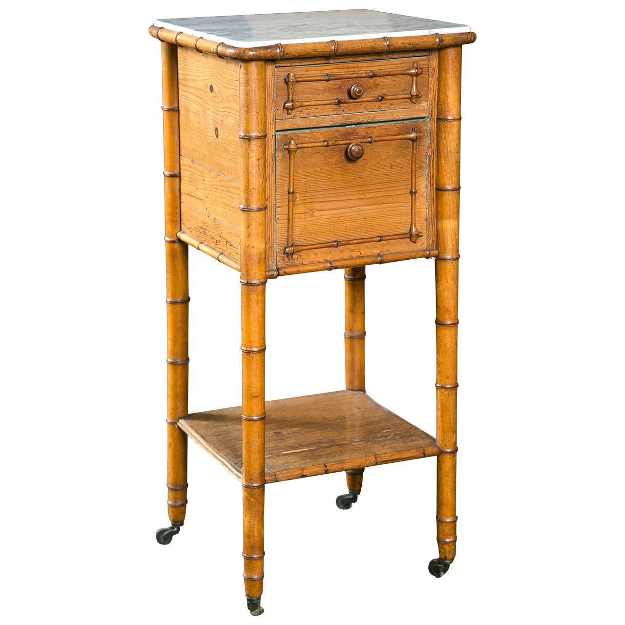 French Faux Bamboo Nightstand at 1stDibs