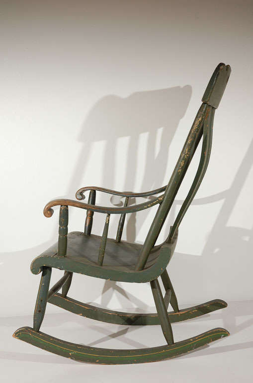 19THC ORIGINAL PAINT DECORATED ROCKING CHAIR FROM LANCASTER ,PA. at 1stDibs