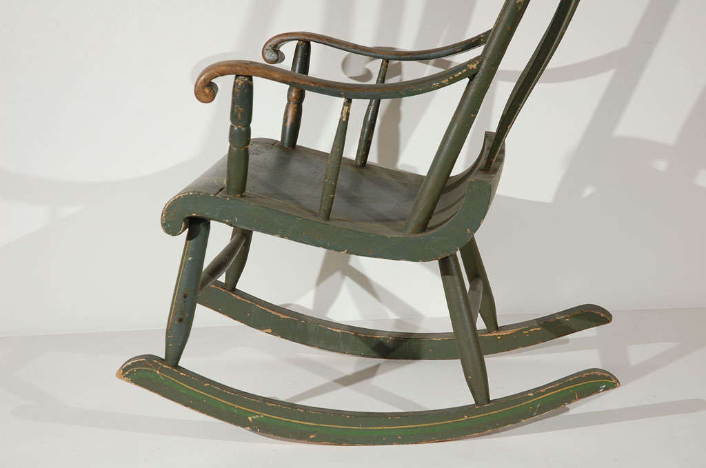 19THC ORIGINAL PAINT DECORATED ROCKING CHAIR FROM LANCASTER ,PA. at 1stDibs