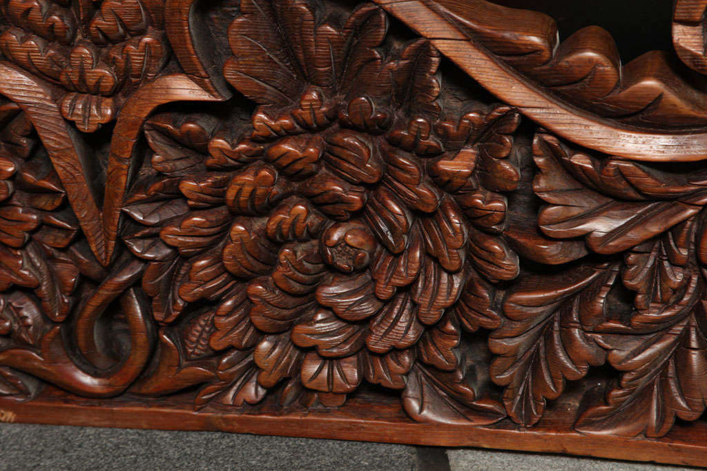 Javanese 19th Century Large Carved Teak Architectural Panel With ...