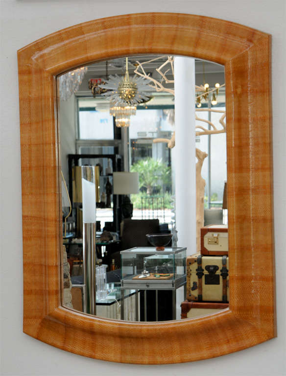 Snakeskin Mirror in the Manner of Karl Springer at 1stDibs