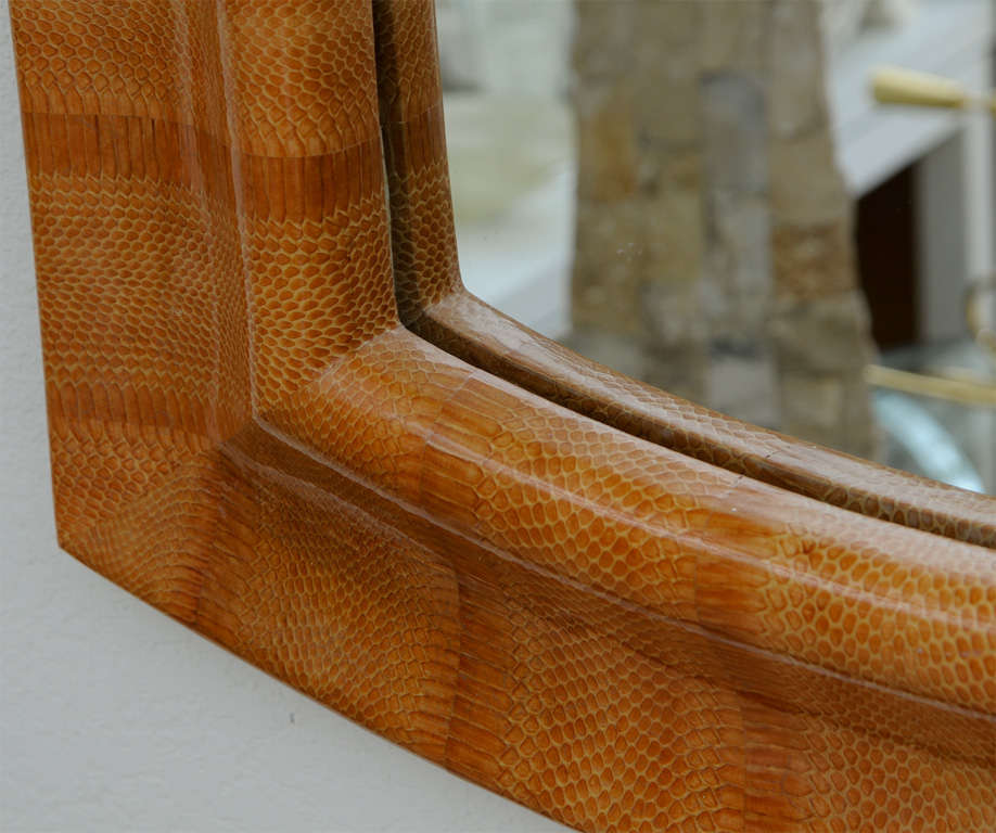 Snakeskin Mirror in the Manner of Karl Springer at 1stDibs