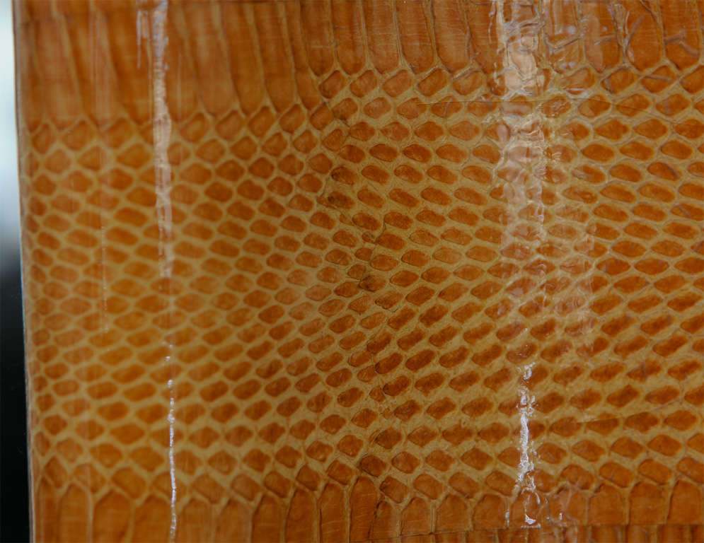 Snakeskin Mirror in the Manner of Karl Springer at 1stDibs