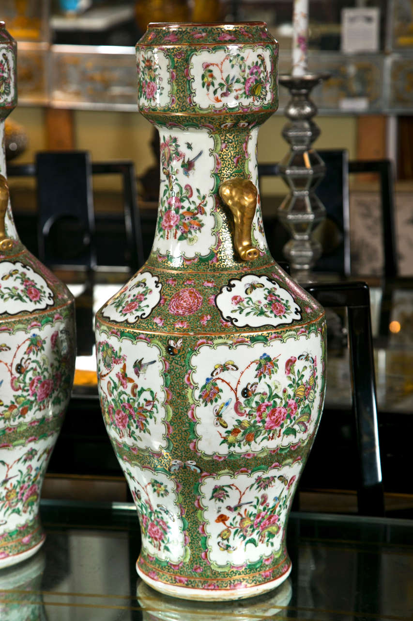 Pair of Large Chinese Guang Cai Famille Rose Tall Vases at 1stDibs ...
