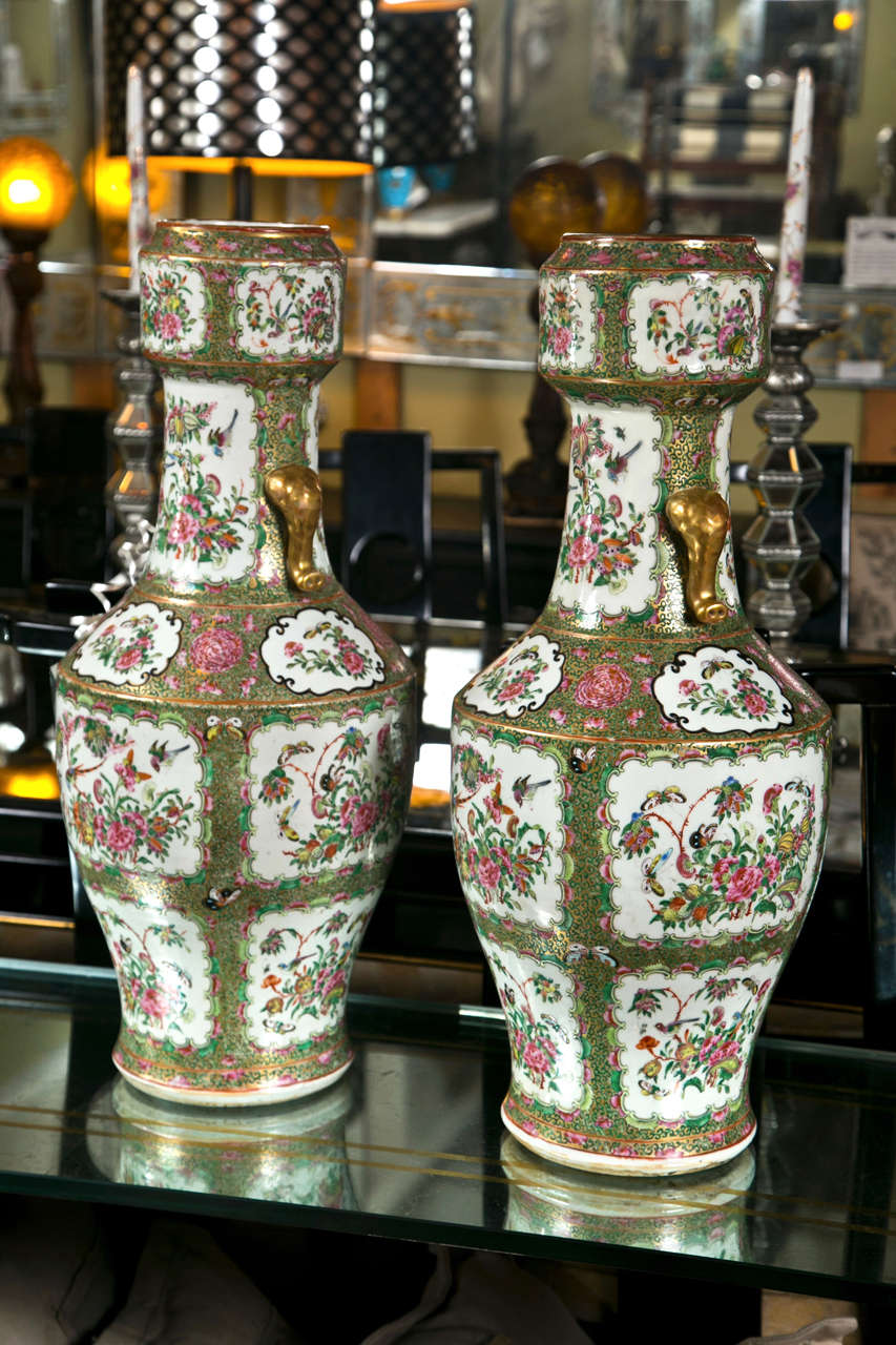Pair of Large Chinese Guang Cai Famille Rose Tall Vases at 1stDibs ...