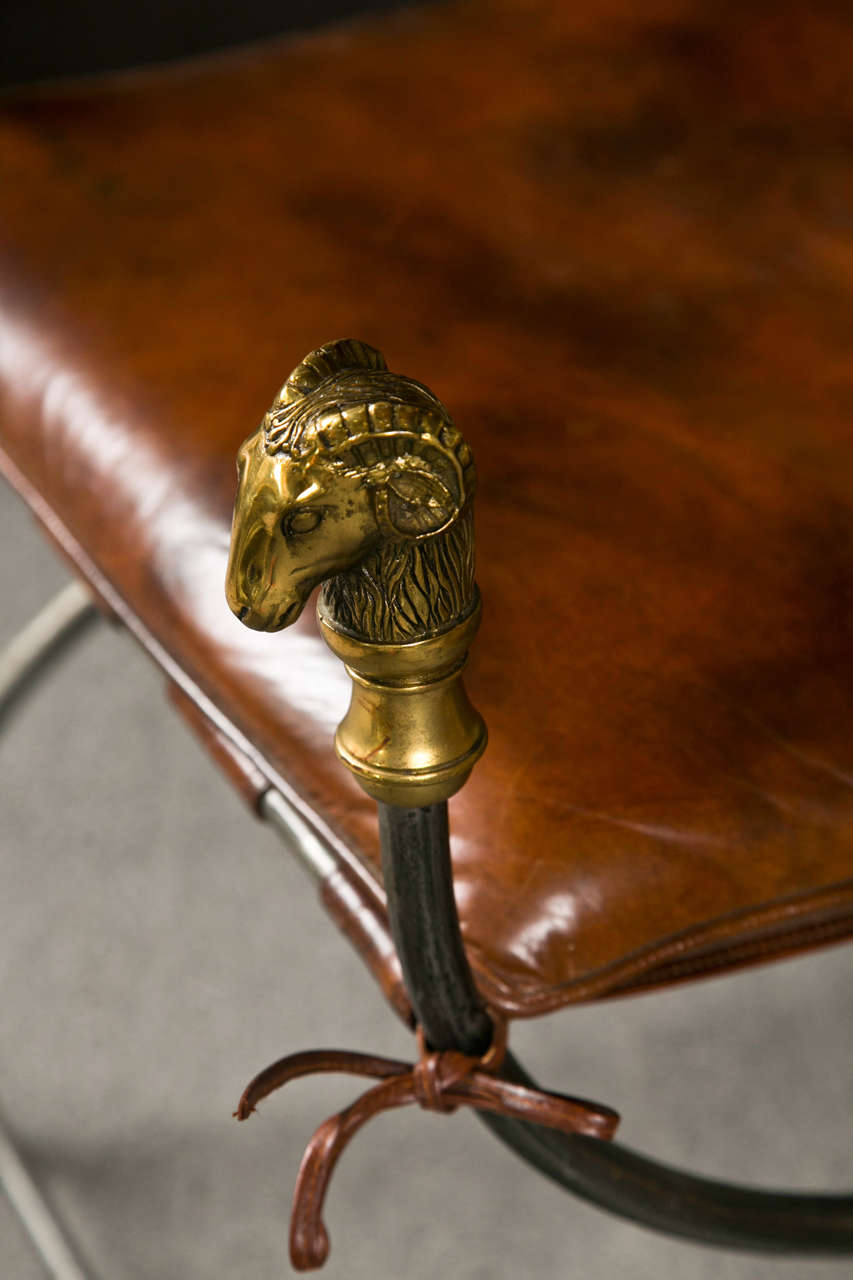 Bronze and Steel Rams Head Bench attrib to Maison Jansen at 1stDibs