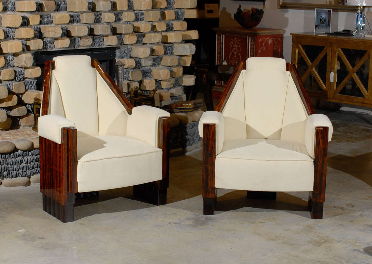 Pair of Art Deco Angular Chairs at 1stDibs
