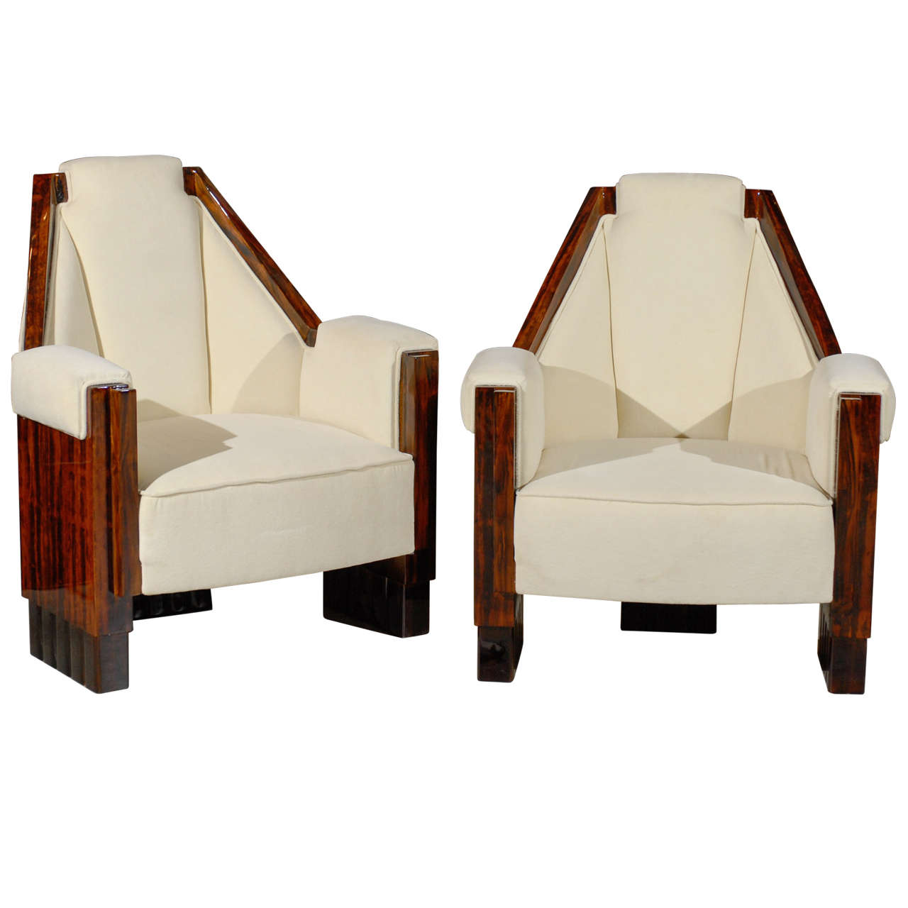 Pair of Art Deco Angular Chairs at 1stDibs