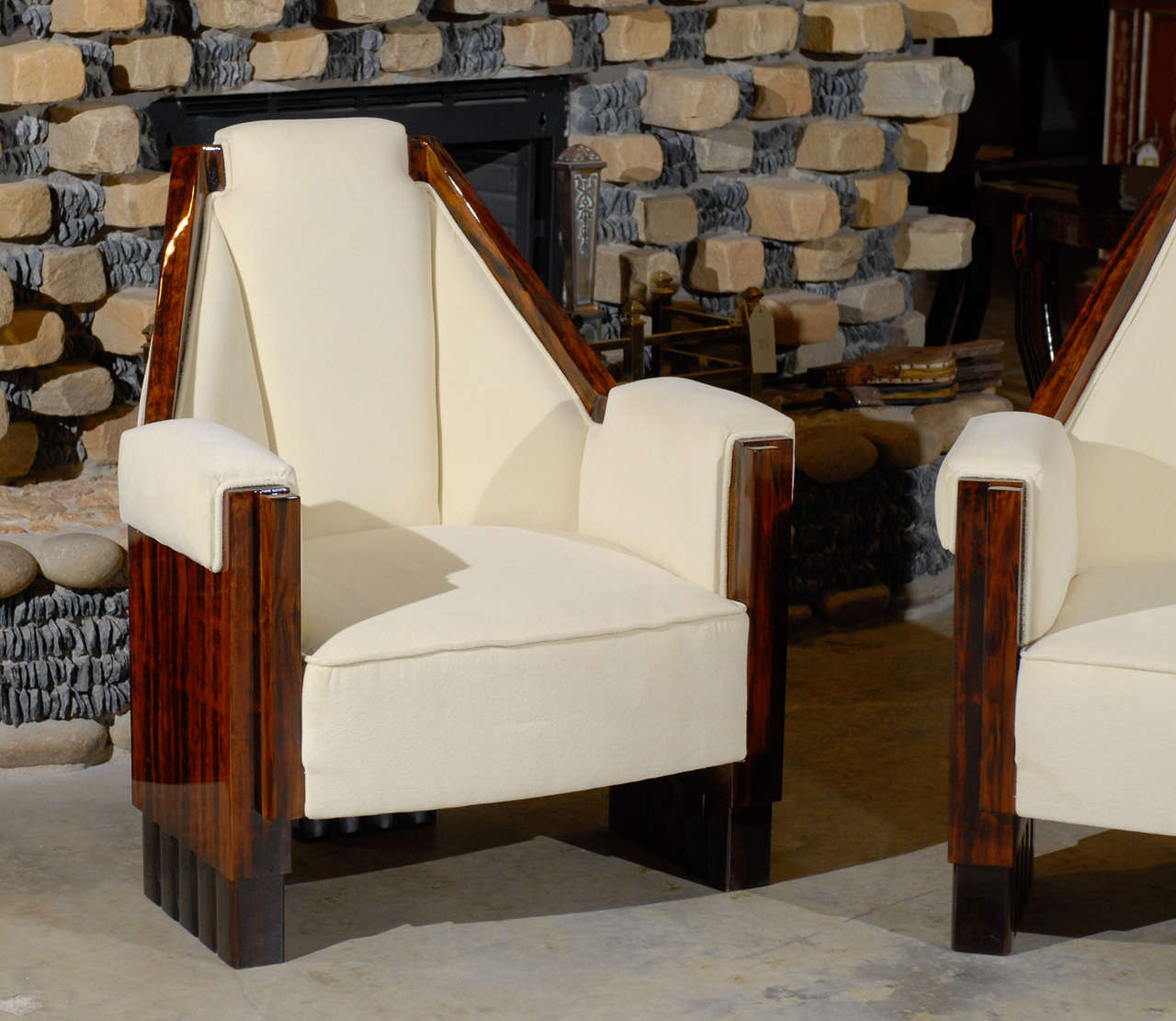 Pair of Art Deco Angular Chairs at 1stDibs