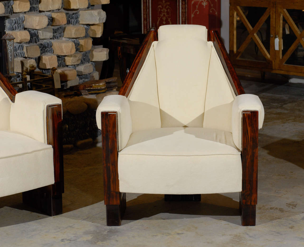 Pair of Art Deco Angular Chairs at 1stDibs
