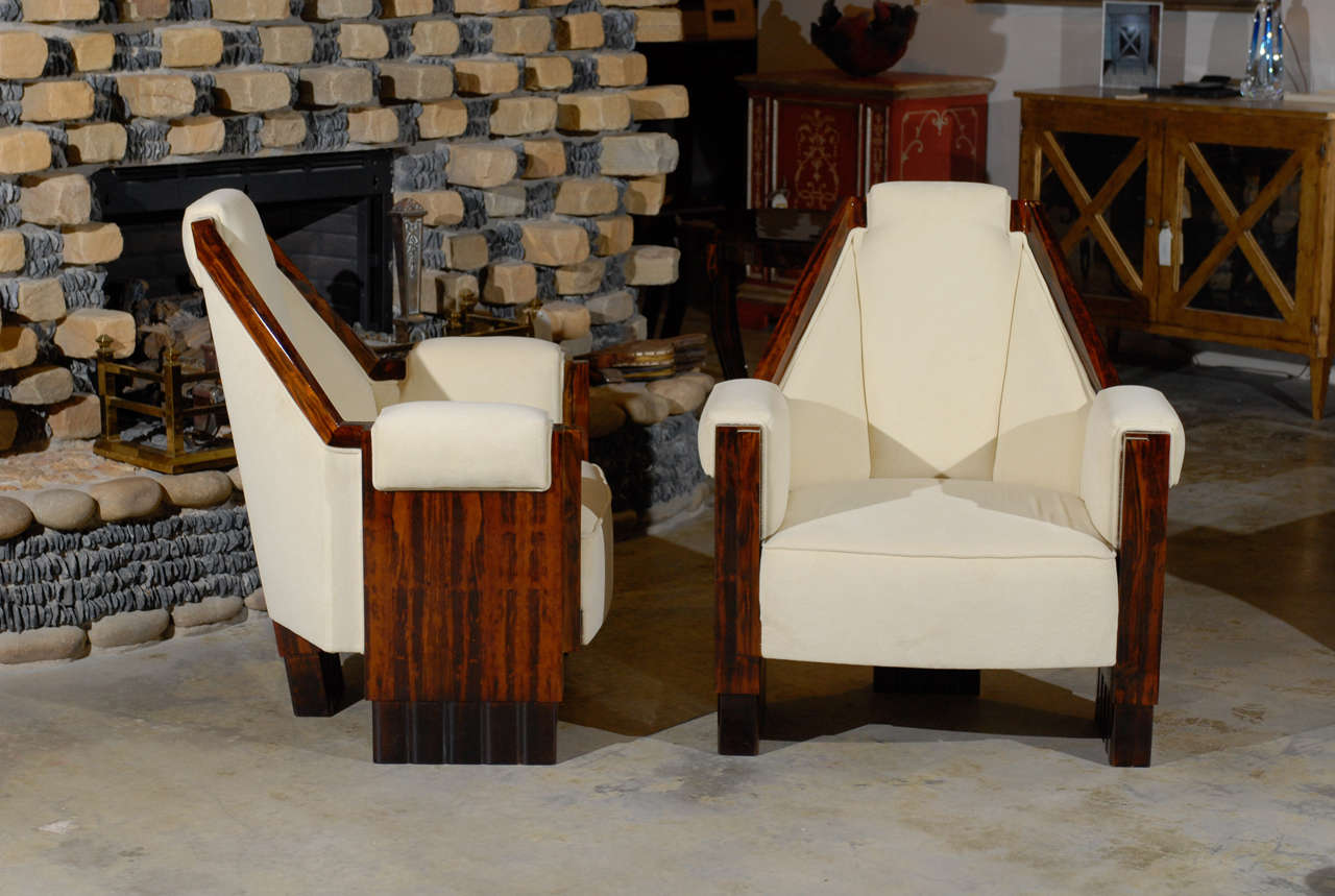 Pair of Art Deco Angular Chairs at 1stDibs
