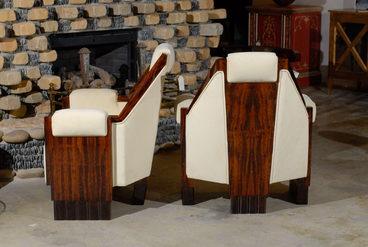 Pair of Art Deco Angular Chairs at 1stDibs