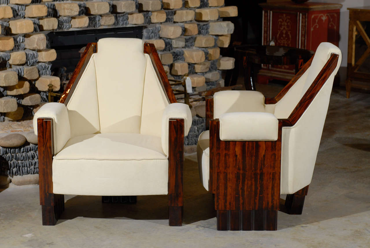 Pair of Art Deco Angular Chairs at 1stDibs