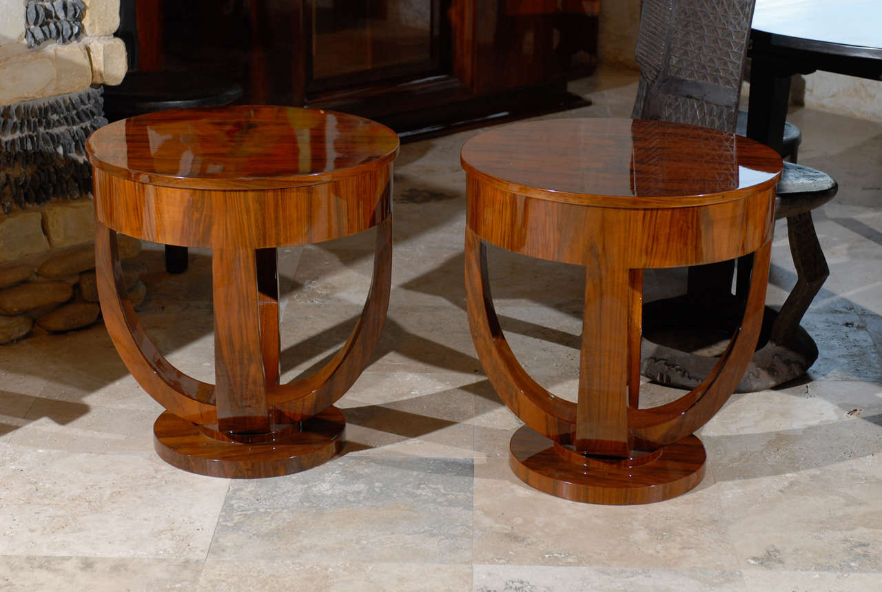 Pair of Round Art Deco Side Tables at 1stDibs
