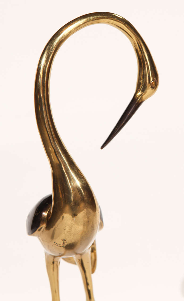 Pair of Vintage Brass Cranes at 1stDibs | brass cranes pair, large ...