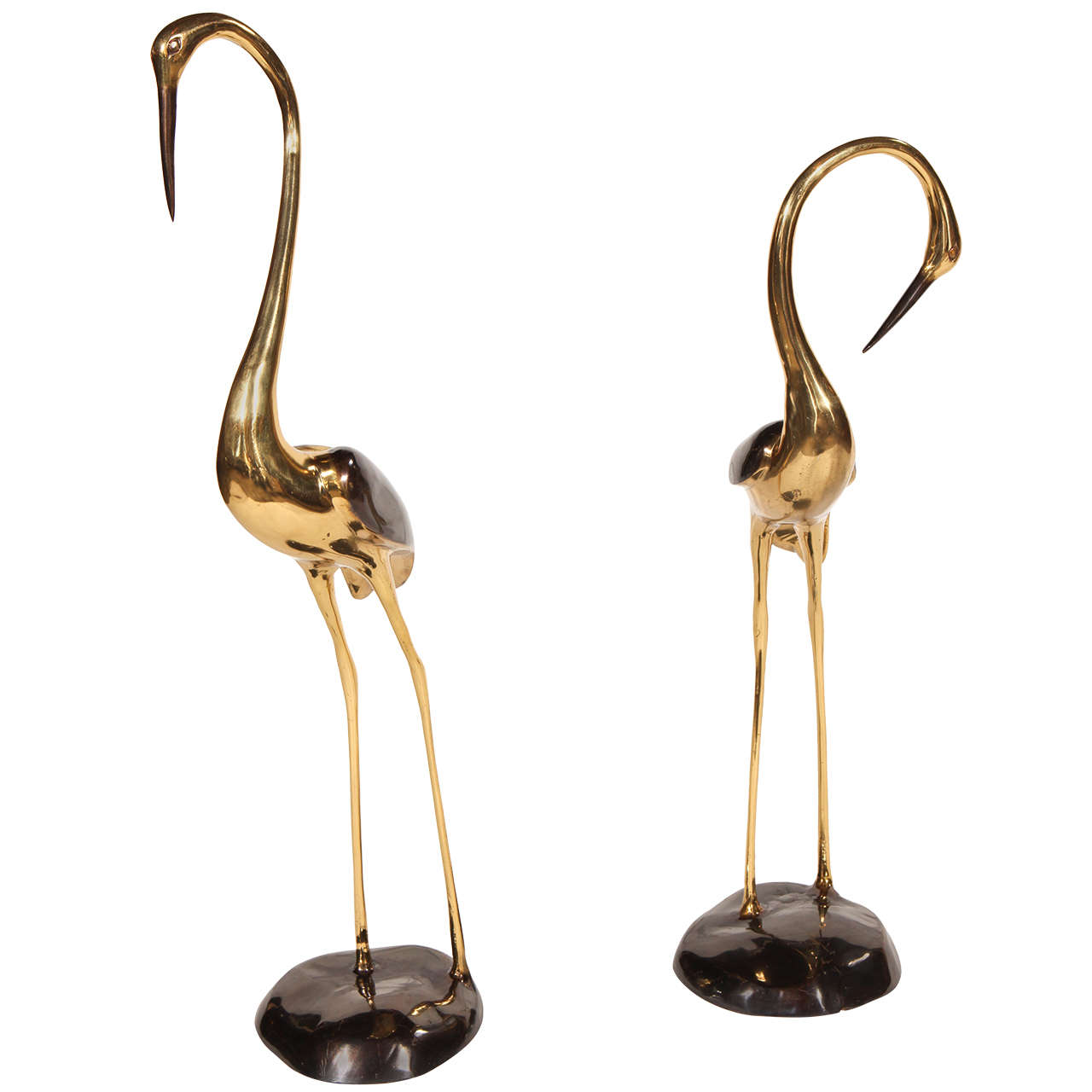 Pair of Vintage Brass Cranes at 1stDibs | brass cranes pair, large ...