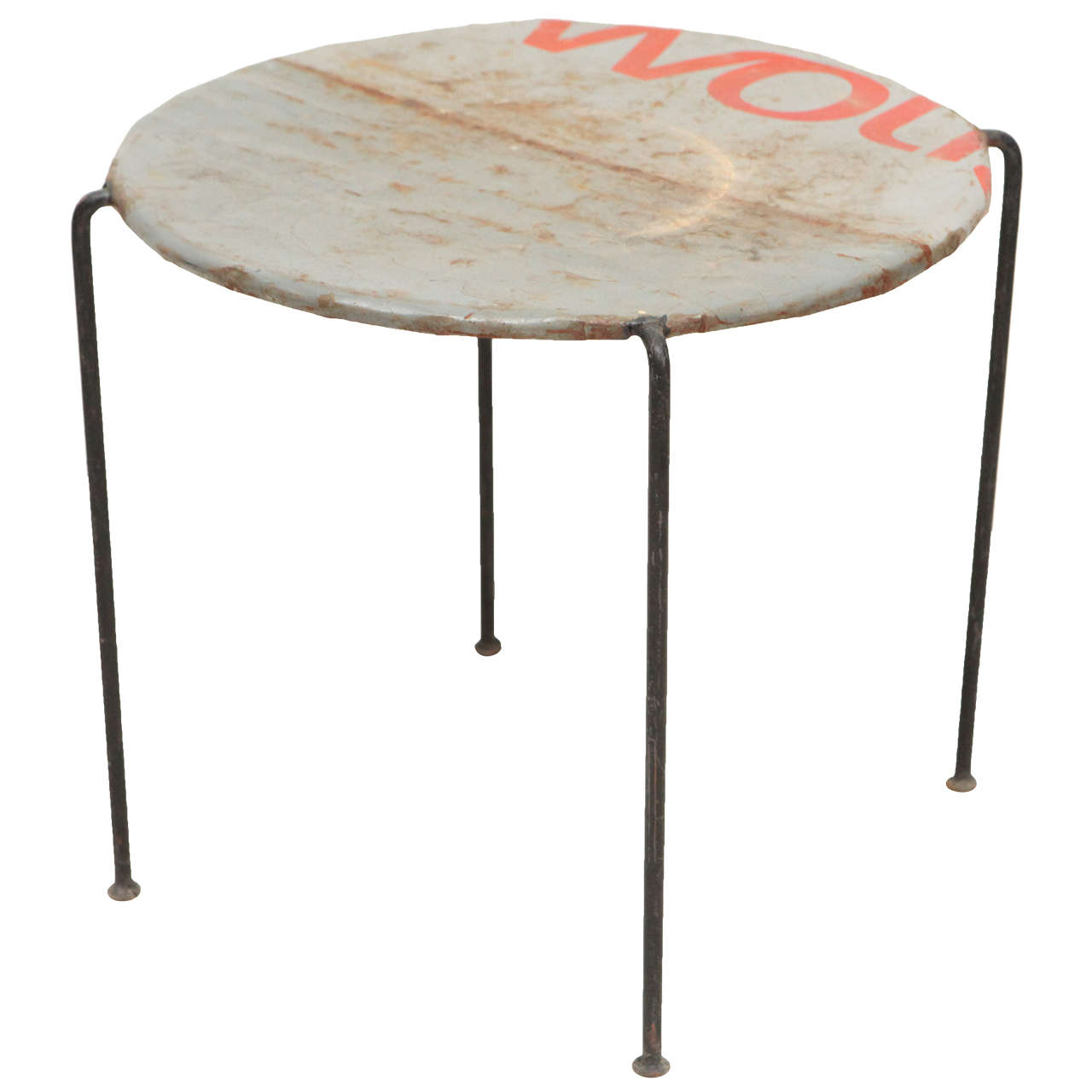 Rustic Round Metal Side Table at 1stDibs