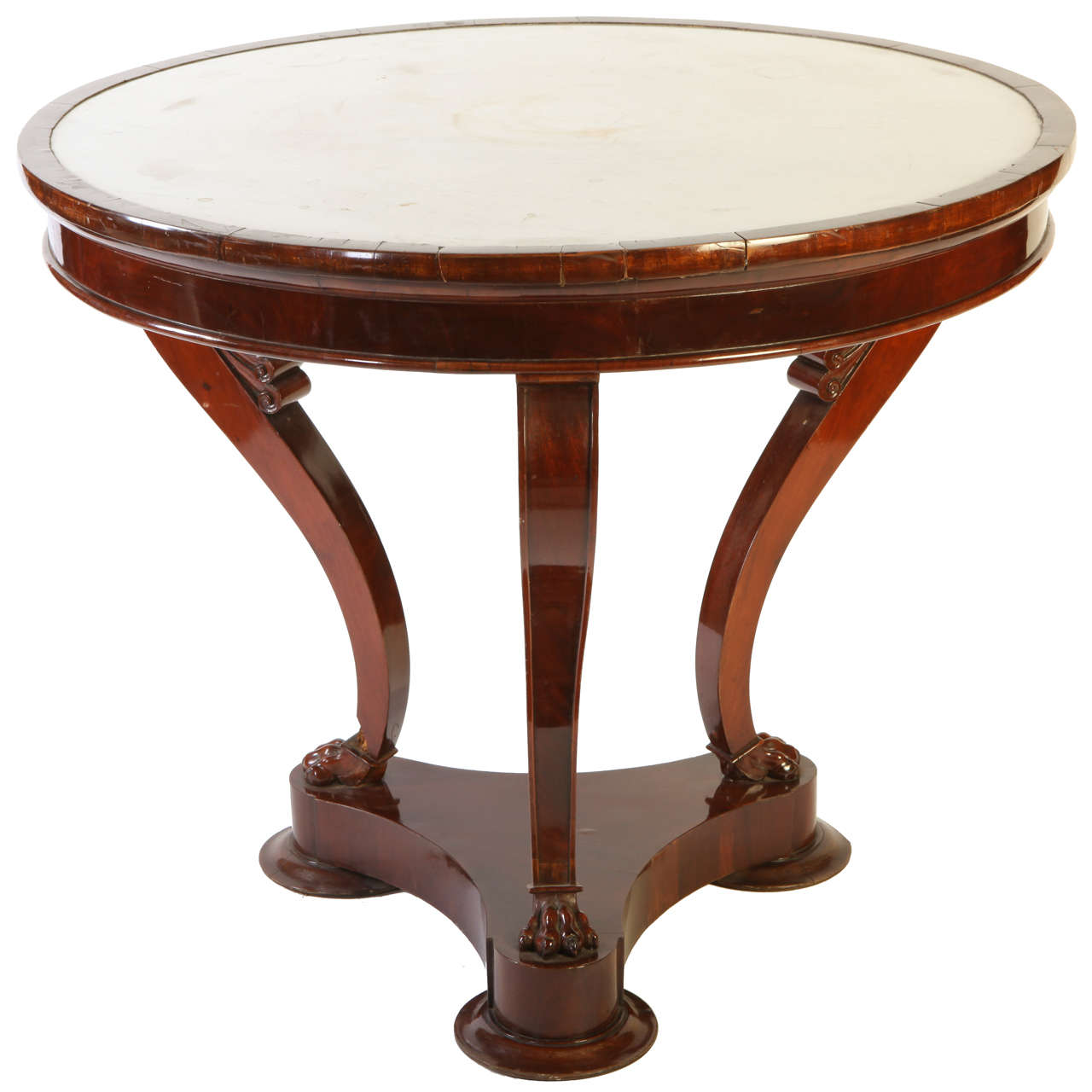 Neoclassical Italian Marble Pedestal Center Table For Sale at 1stDibs