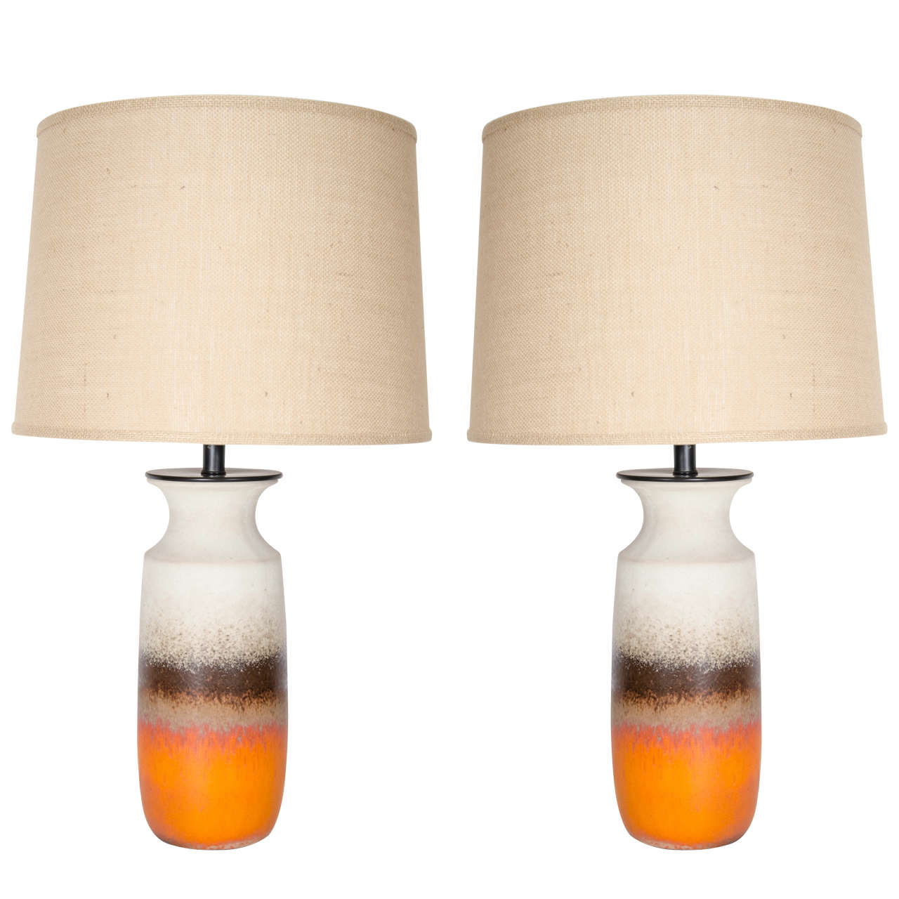 Pair of West German Pottery Lamps for Raymor at 1stDibs