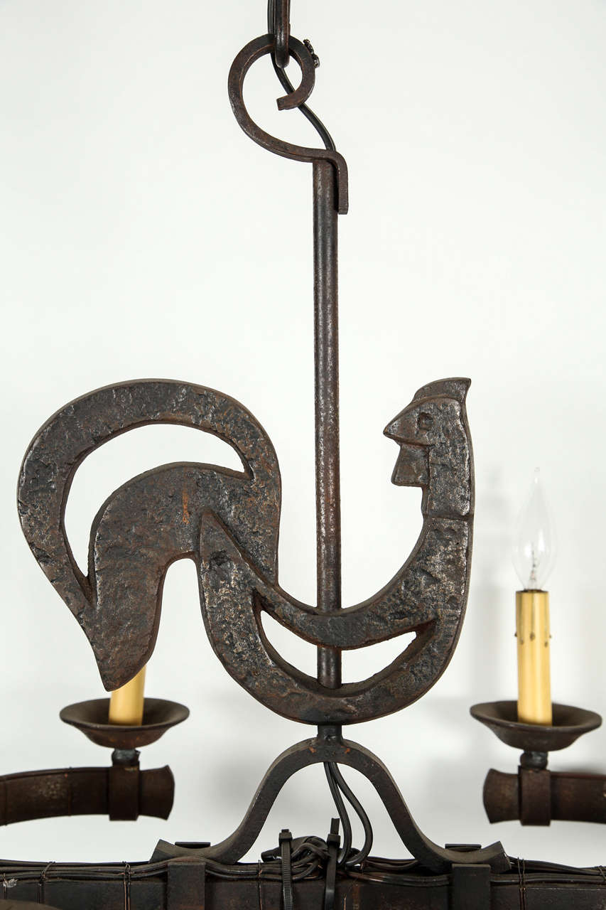 Wrought Iron French Kitchen Rooster Chandelier with Six Candles For ...