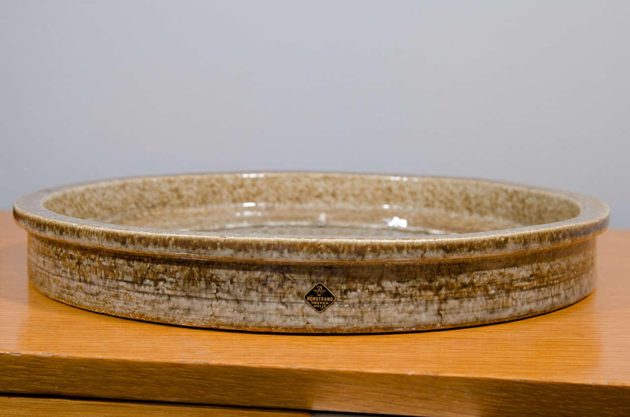 Ceramic textured platter in a green glaze-Rorstraand, Sweden at 1stdibs